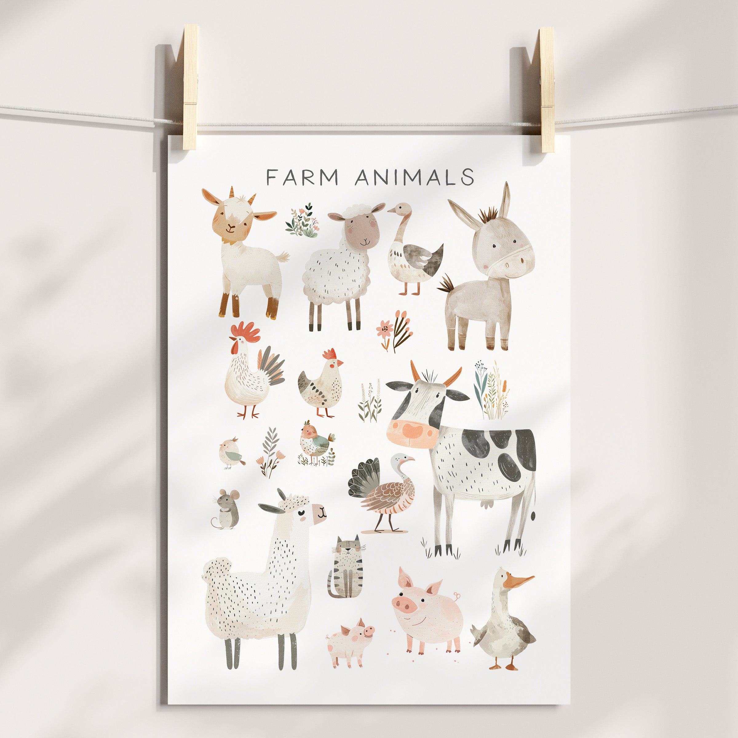 Farm Animals Print | Farm Animal Nursery Wall Art | The Kids Print ...