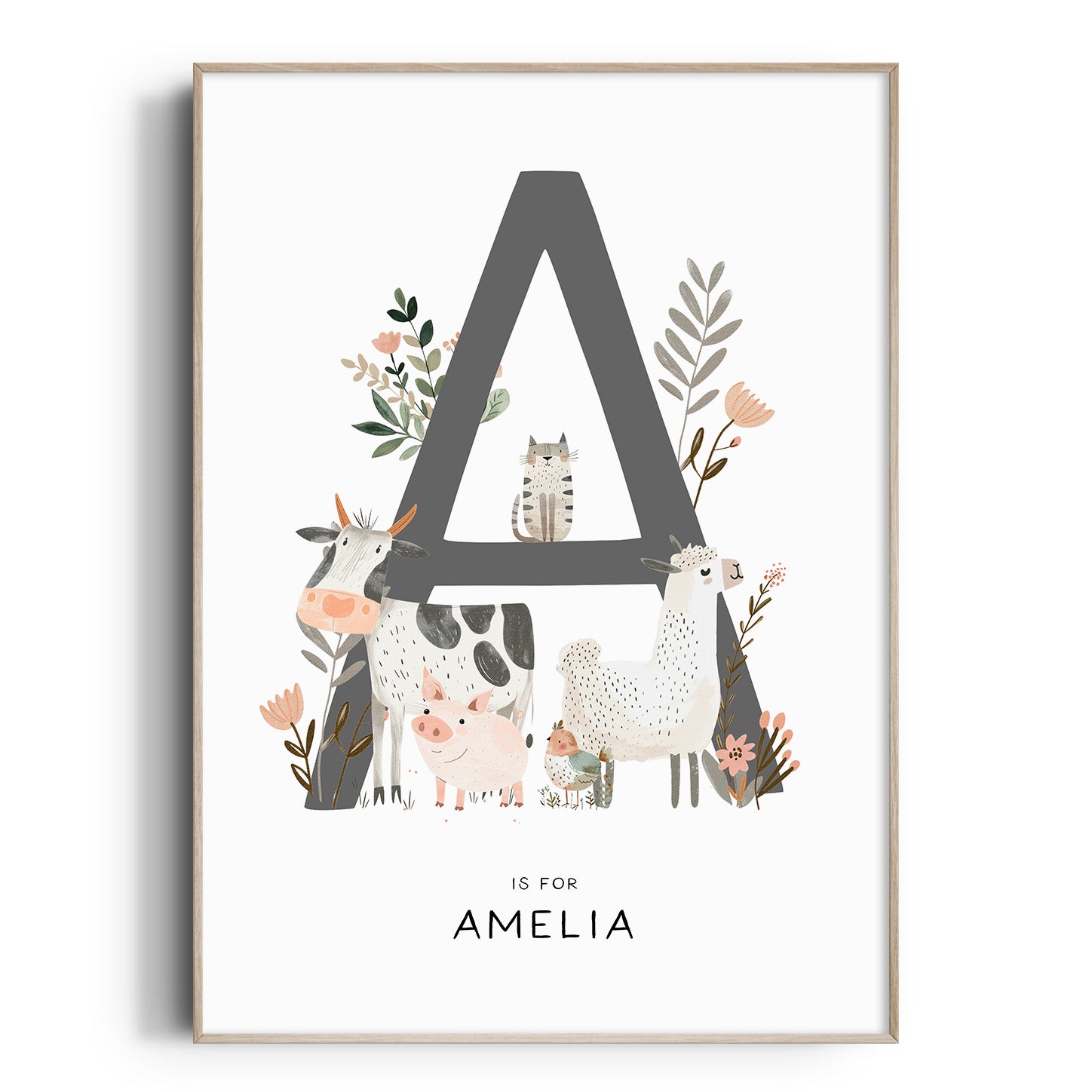 Woodland Animal Name & Letter Print | Boys Personalised Nursery Wall ...