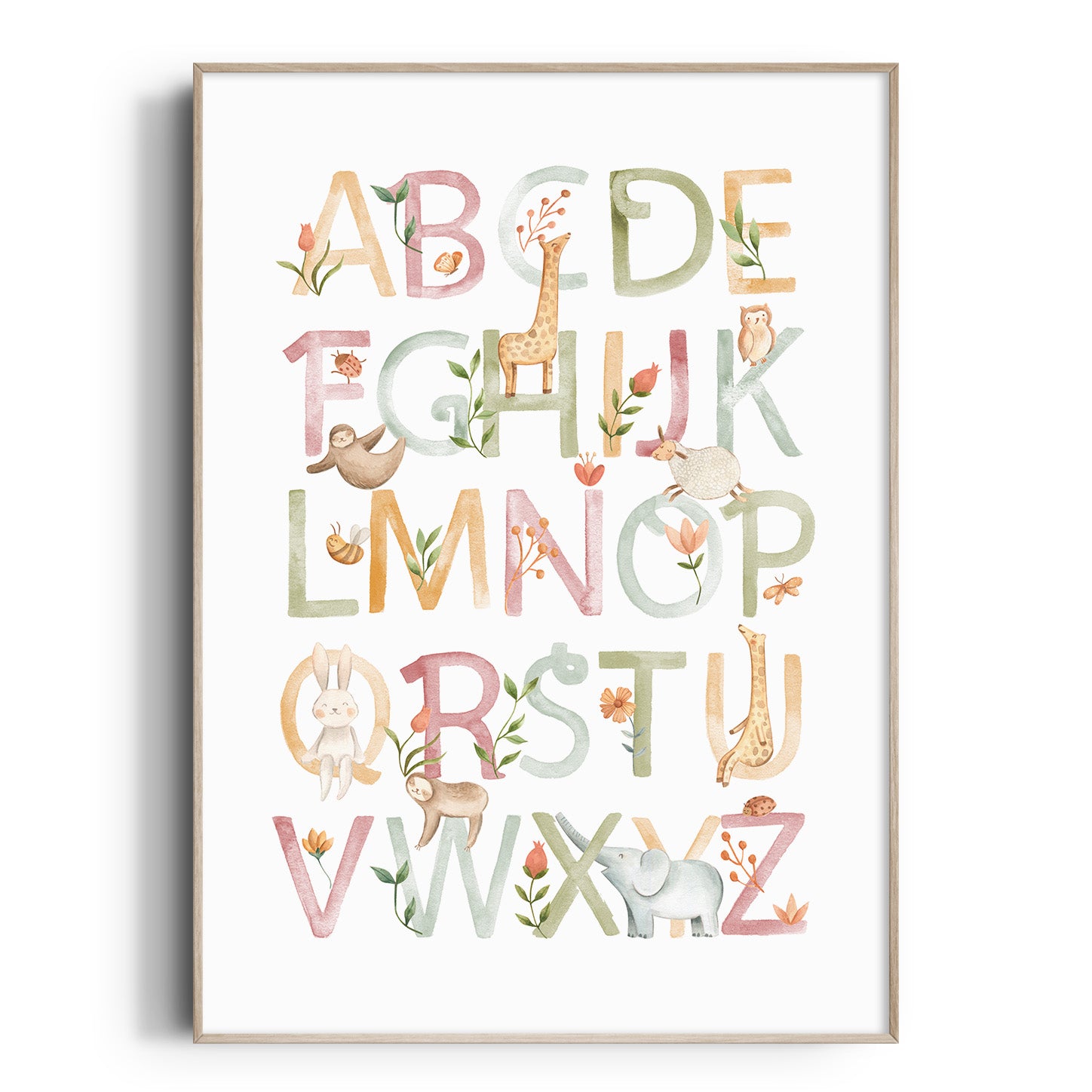 Woodland Alphabet Print | Alphabet Nursery Wall Art | Girls Nursery ...
