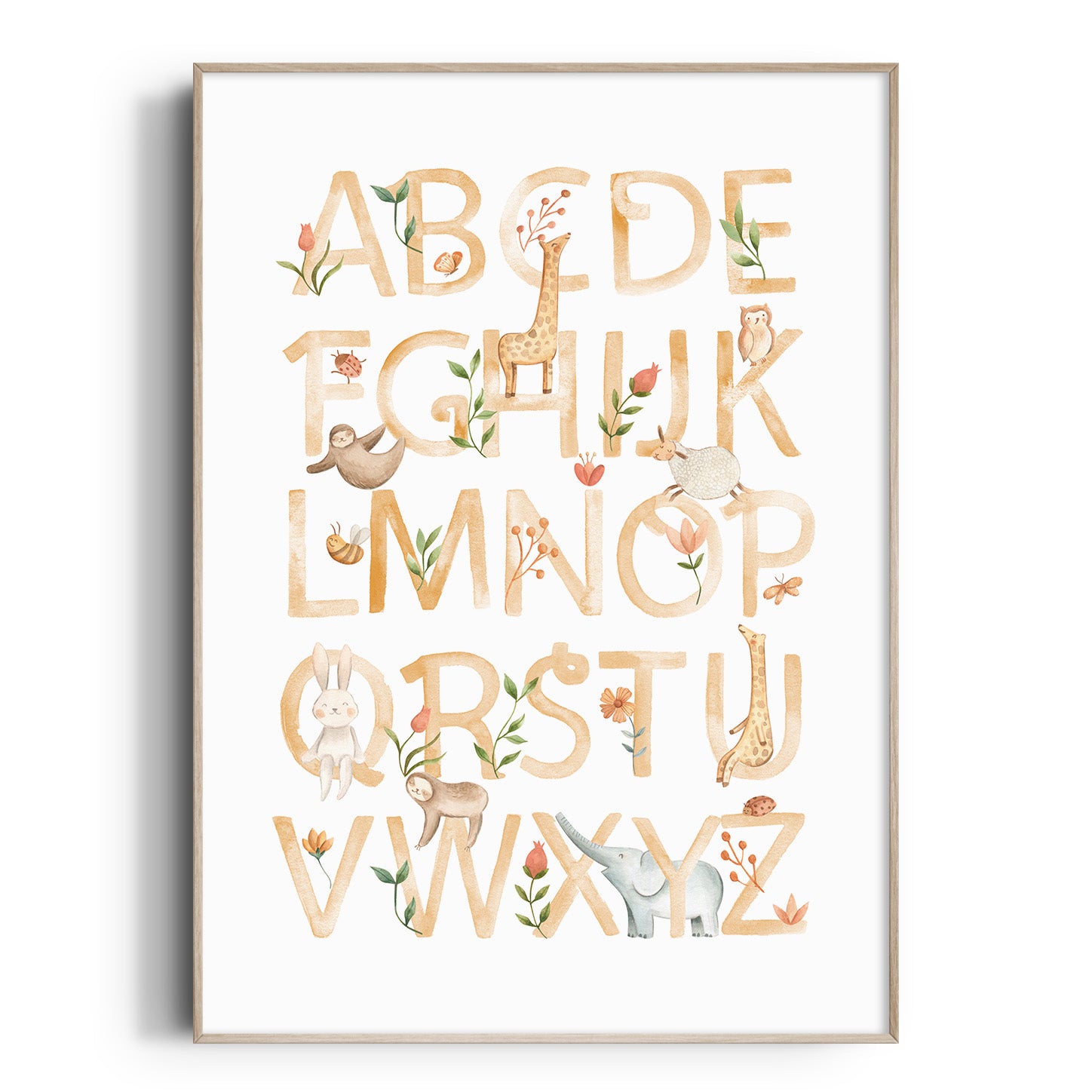 Woodland Alphabet Print | Alphabet Nursery Wall Art | Girls Nursery ...