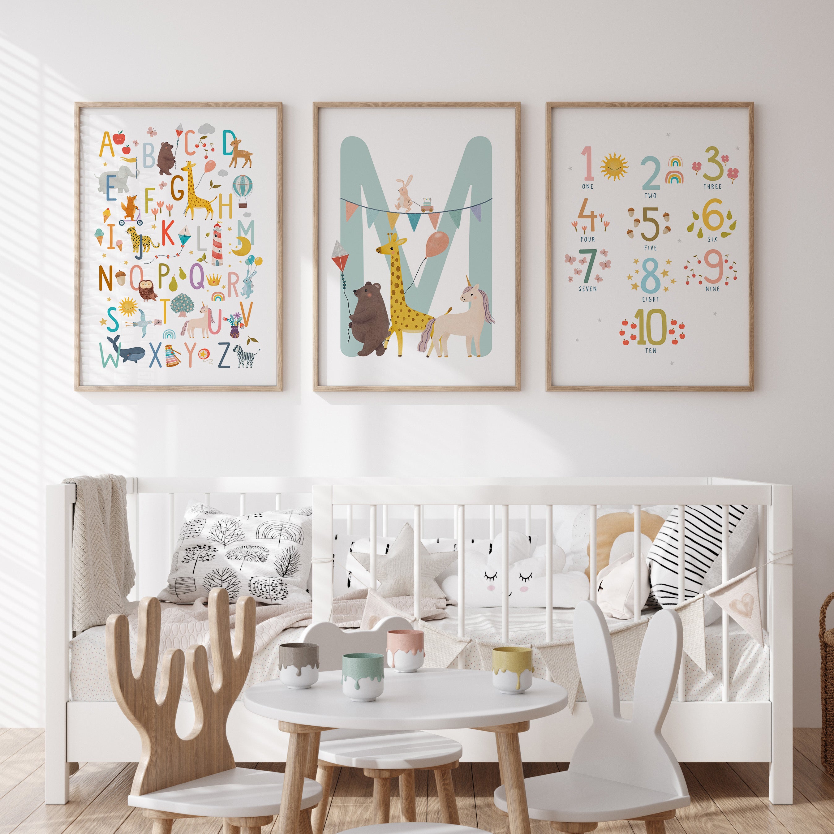 Animal Nursery Wall Art | Alphabet Nursery Prints | Numbers Poster ...