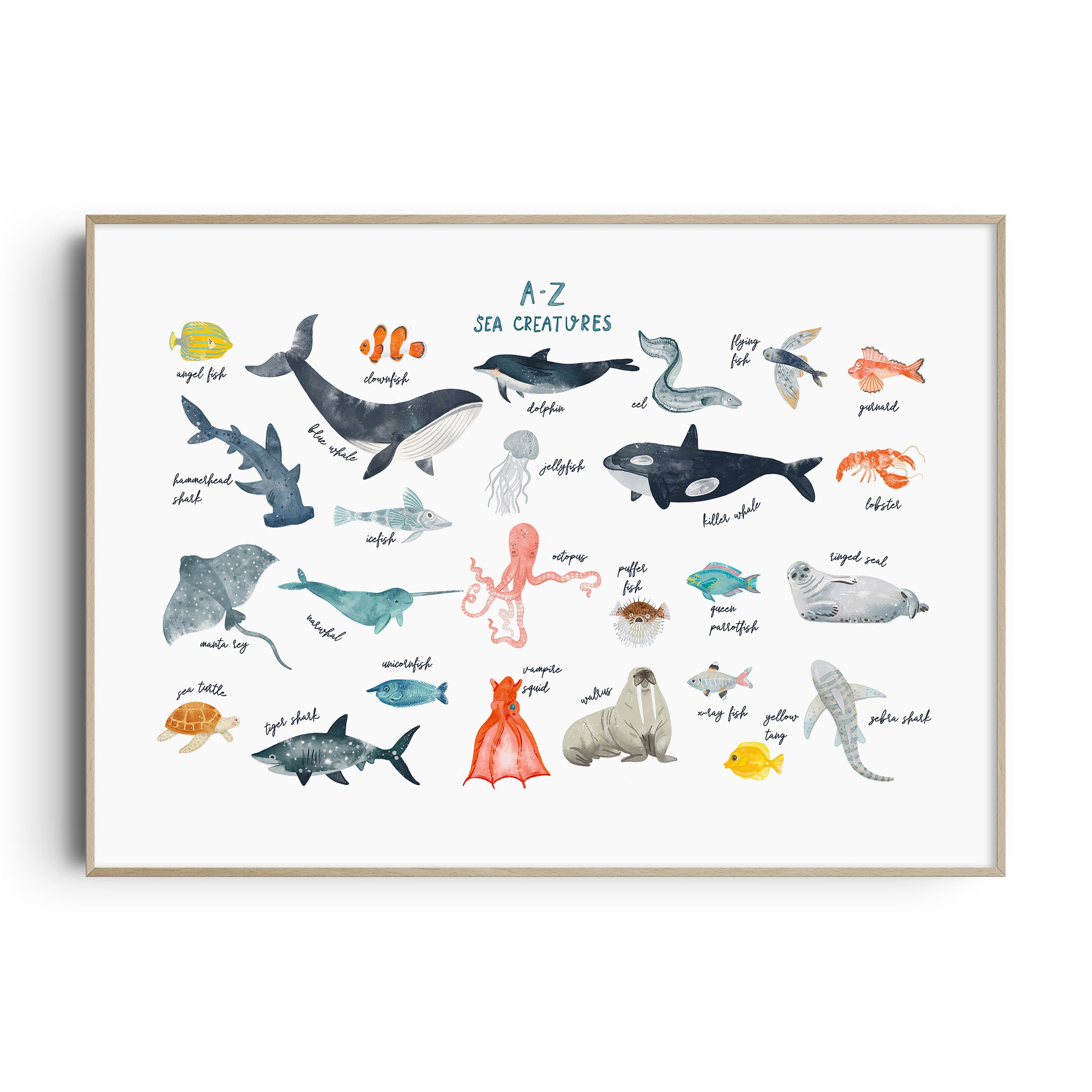 Sea Animals Print | Ocean Nursery Wall Art | The Kids Print Store – The ...