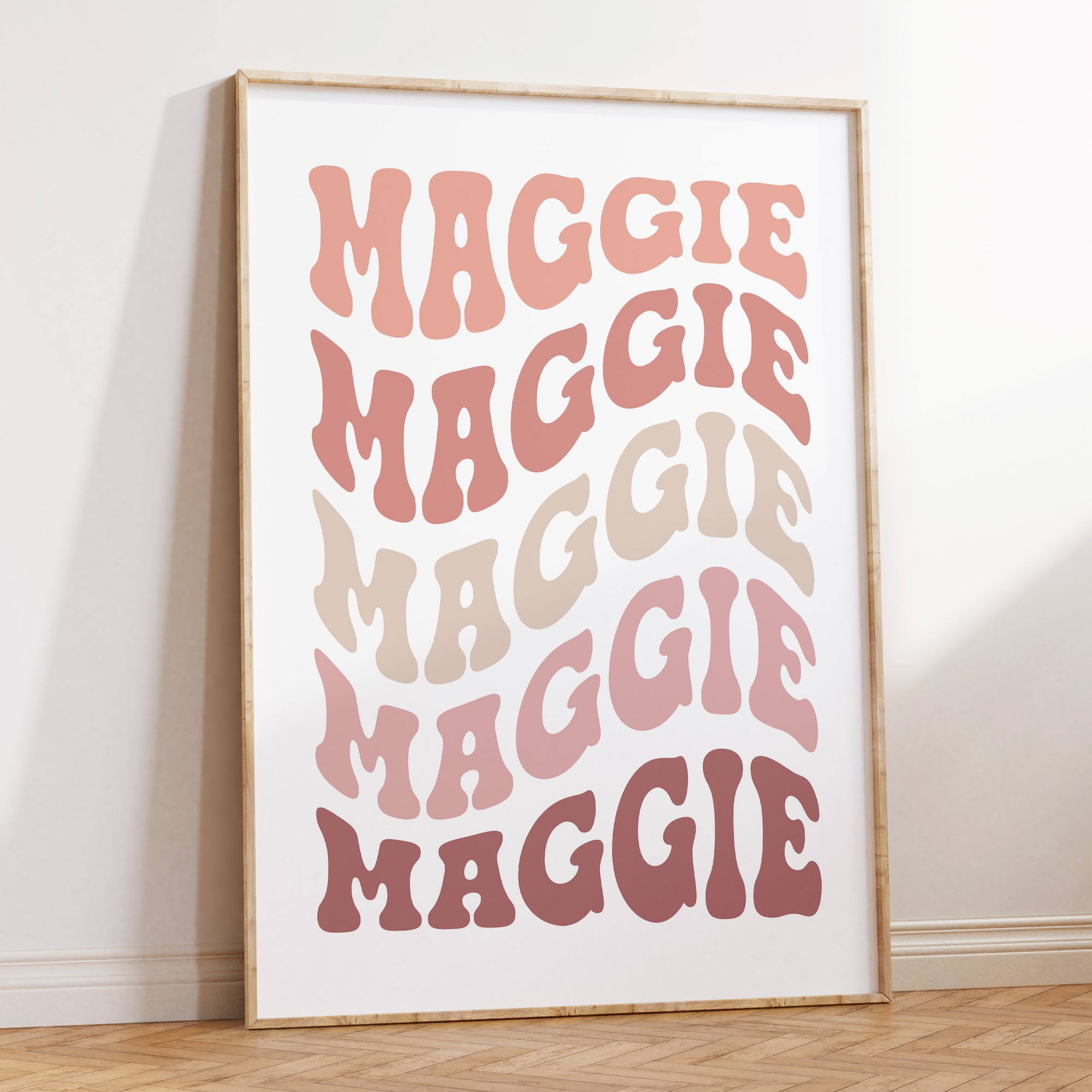 Girls Retro Wavy Name Print | Boho Nursery Wall Art | The Kids Print ...