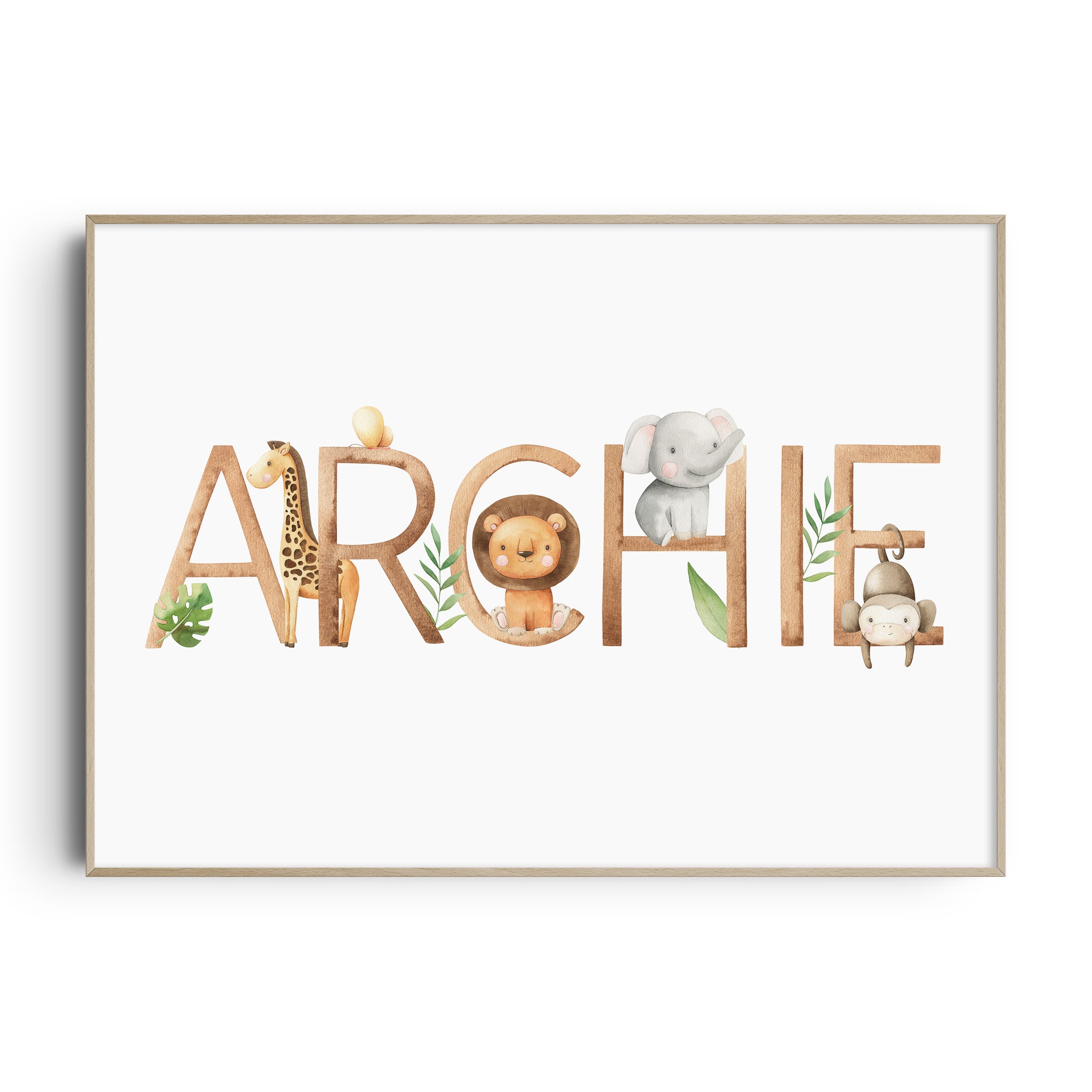 Safari Animal Name Print | Boys Personalised Nursery Wall Art – The ...