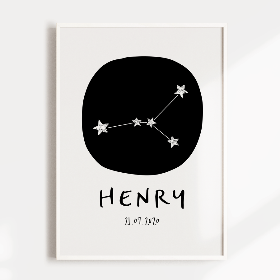 Star Sign Nursery Prints | Zodiac Wall Art for Kids | Baby Name Prints ...