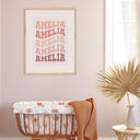 Girls Retro Wavy Name Print | Boho Nursery Wall Art | The Kids Print Store