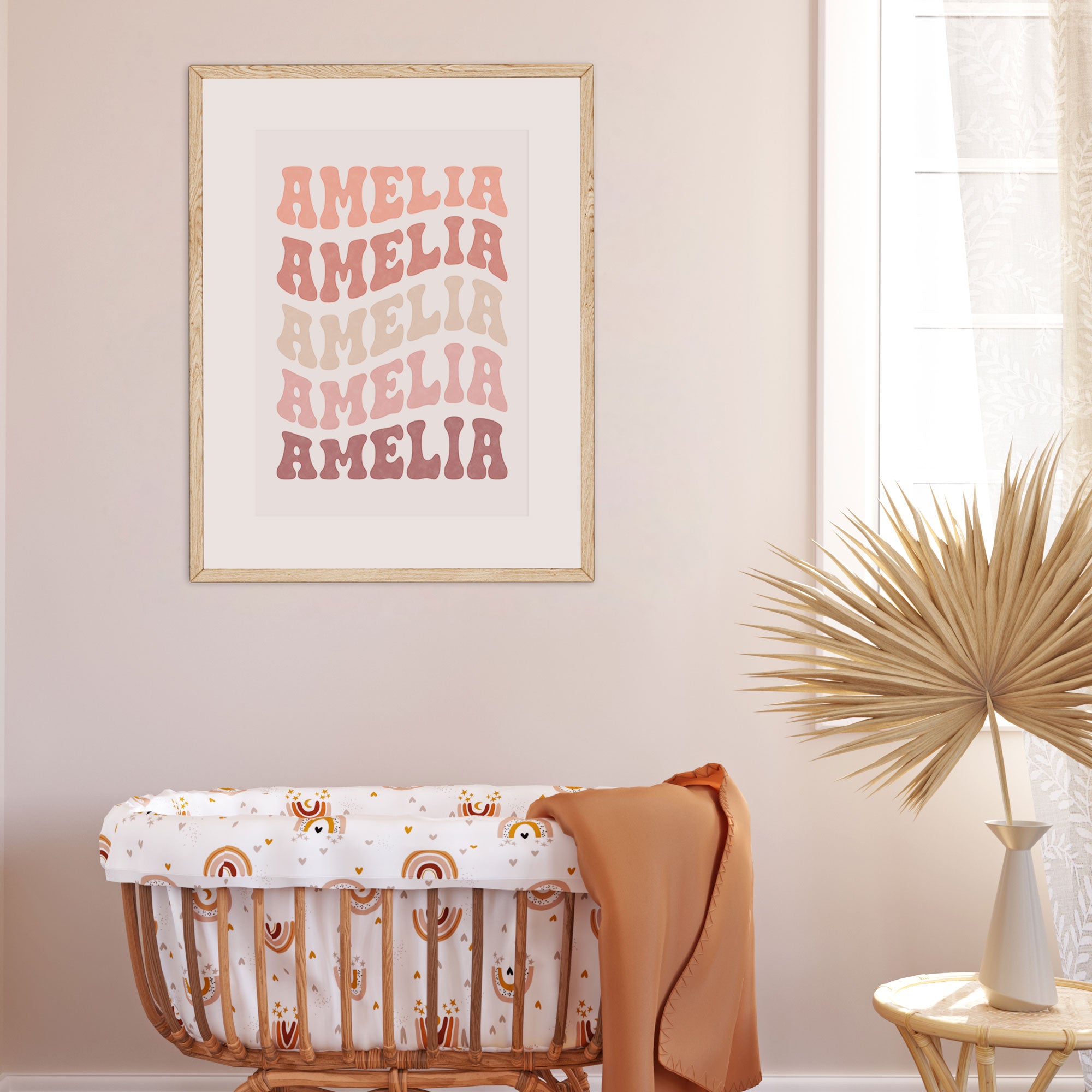 Girls Retro Wavy Name Print | Boho Nursery Wall Art | The Kids Print ...