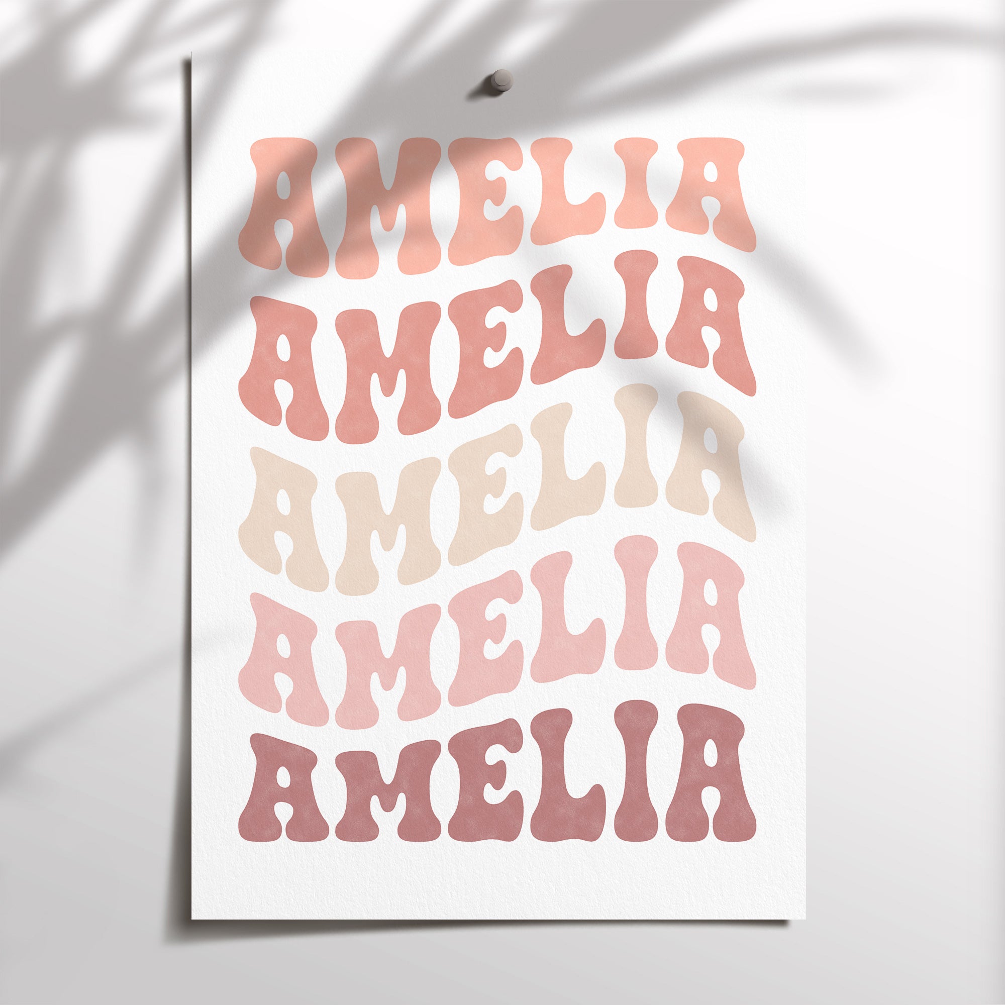 Girls Retro Wavy Name Print | Boho Nursery Wall Art | The Kids Print ...