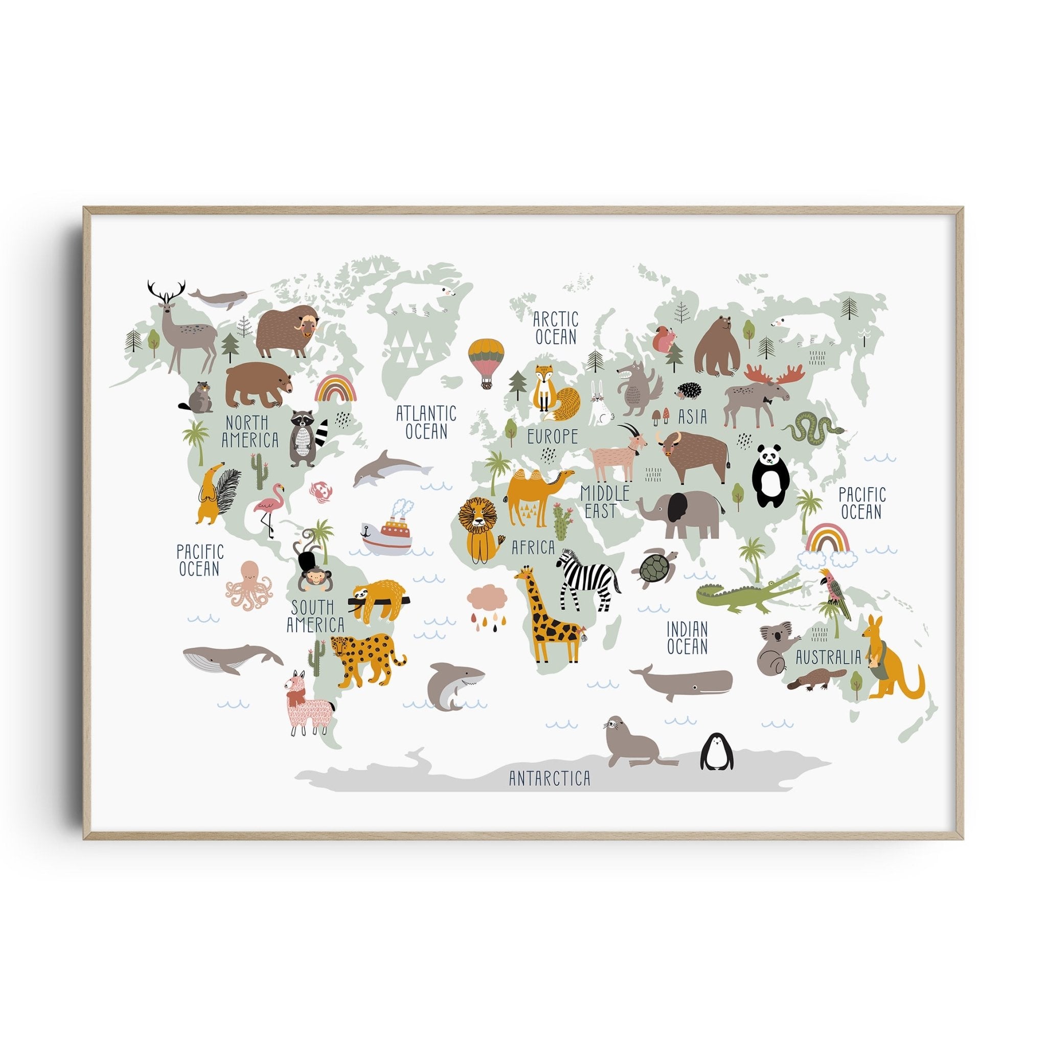 Nursery Print | Animal World Map Wall Art | The Kids Print Store – The ...