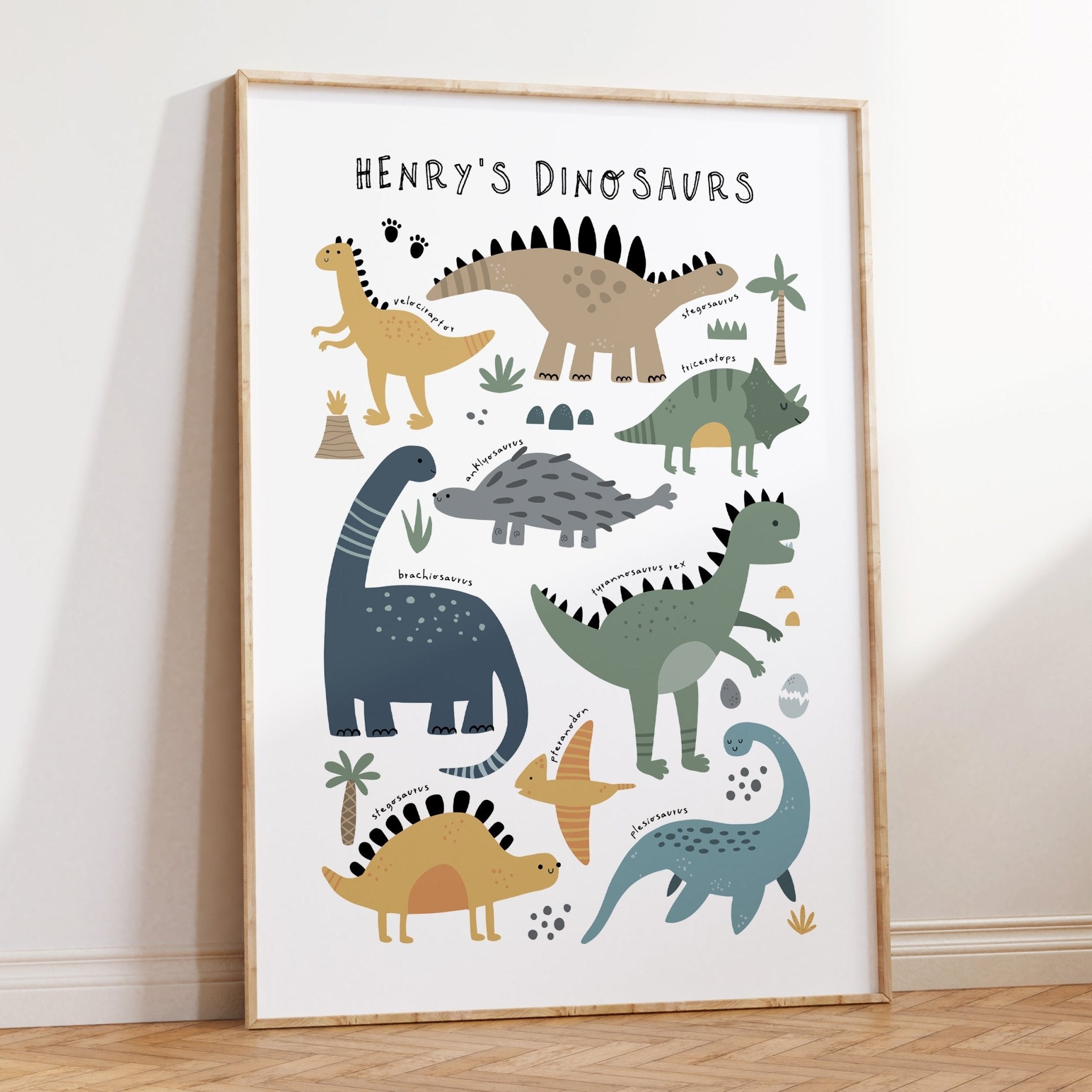 Dinosaur Wall Art | Dinosaur Chart Name Print | Dinosaur Nursery Print ...