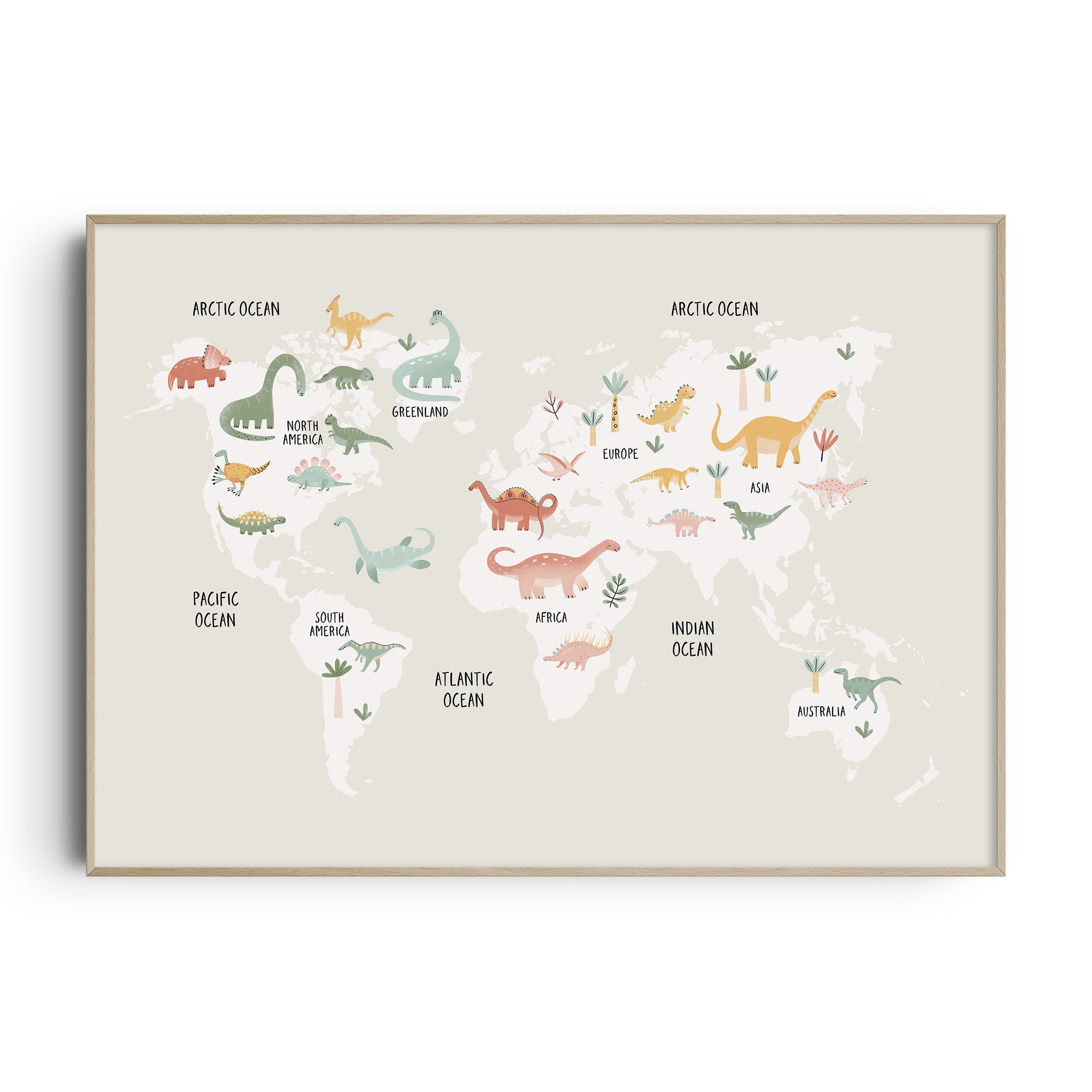 Dinosaur World Map Wall Art | Nursery Print | The Kids Print Store ...