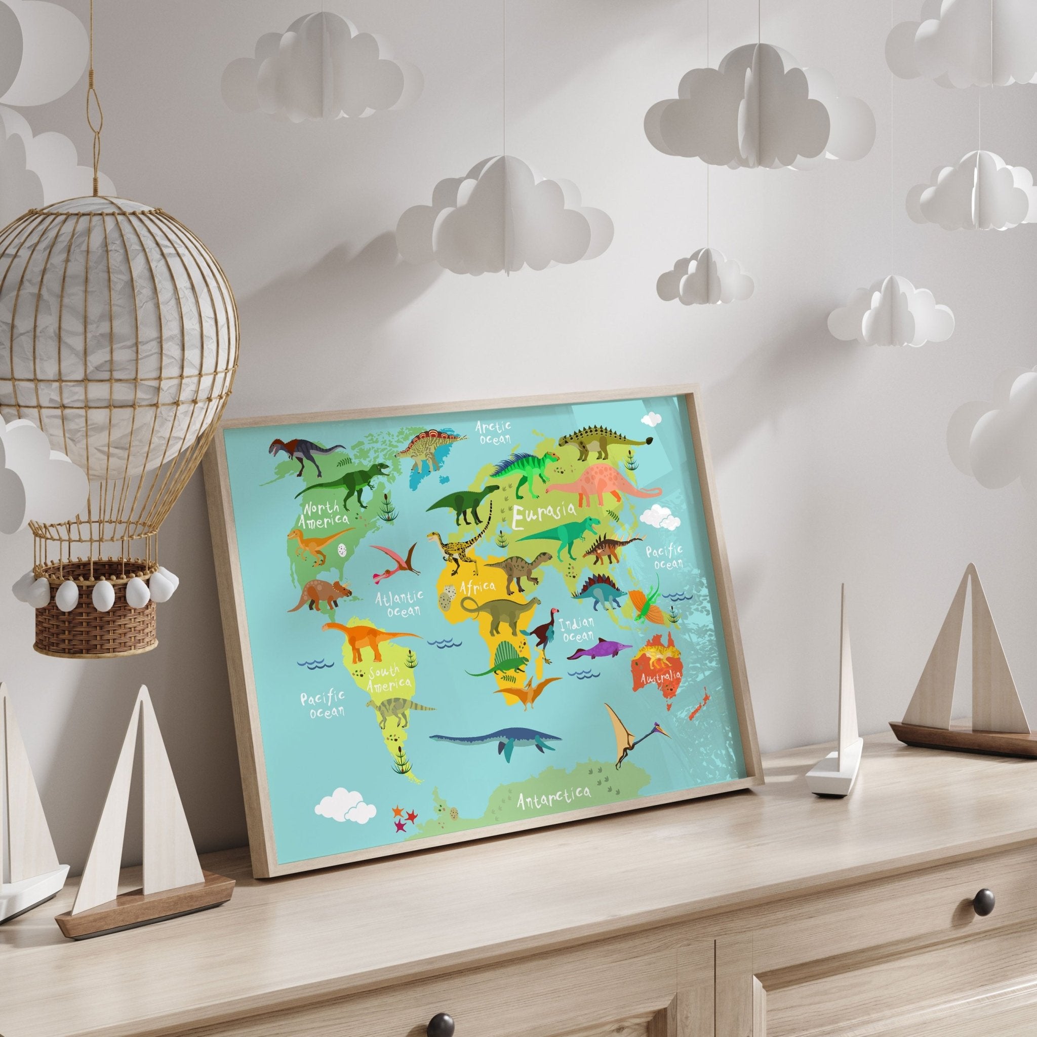 Dinosaur World Map Wall Art Print | The Kids Print Store – The Kids Print Store