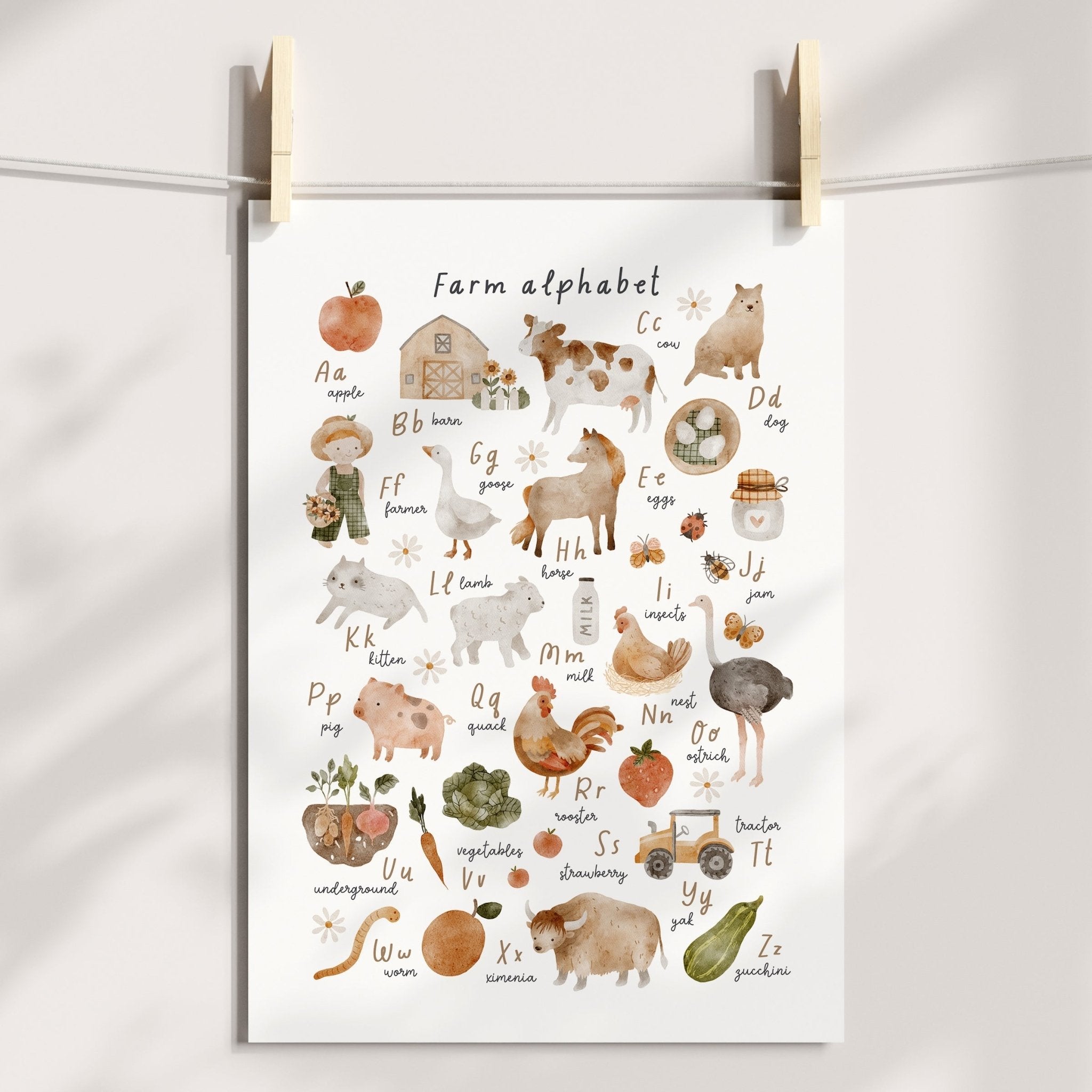 Farm Animals Print | Farm Alphabet Nursery Wall Art | The Kids Print ...