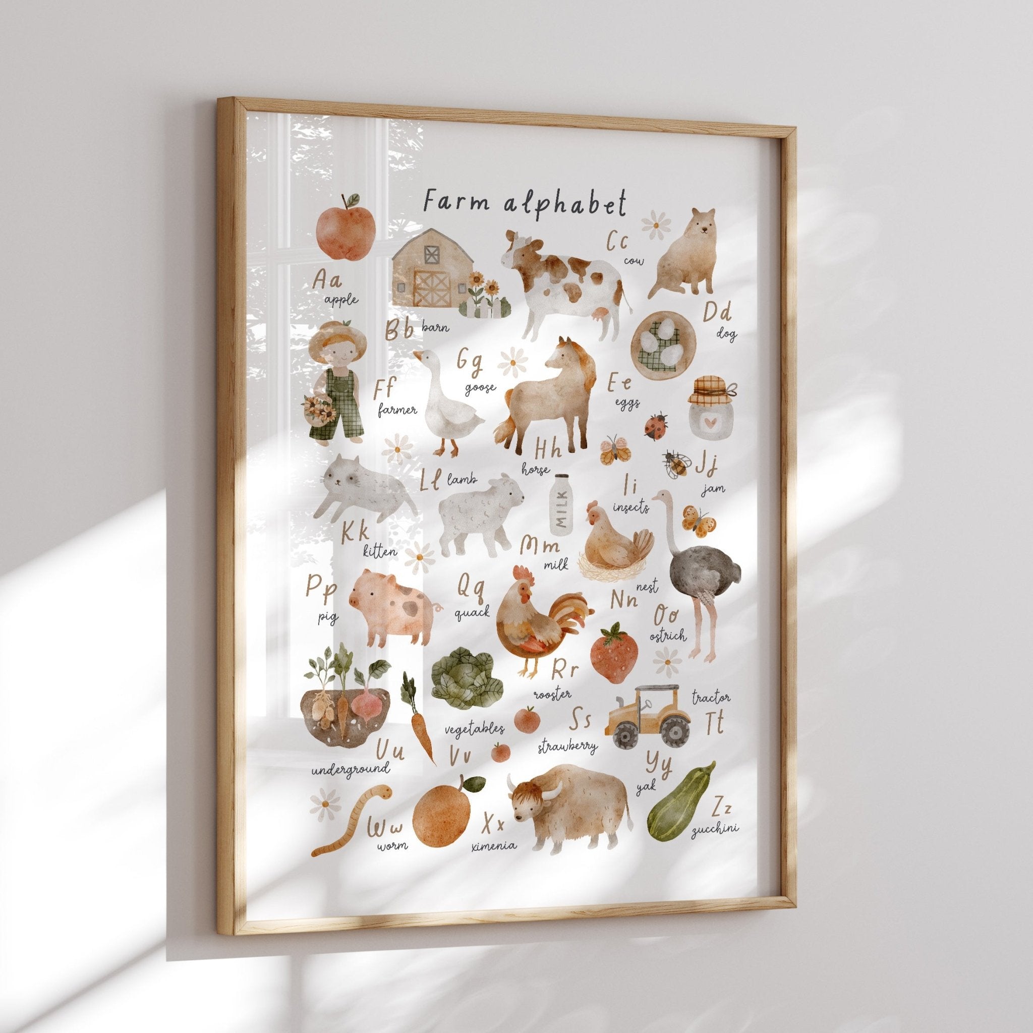 Farm Animals Print | Farm Alphabet Nursery Wall Art | The Kids Print ...