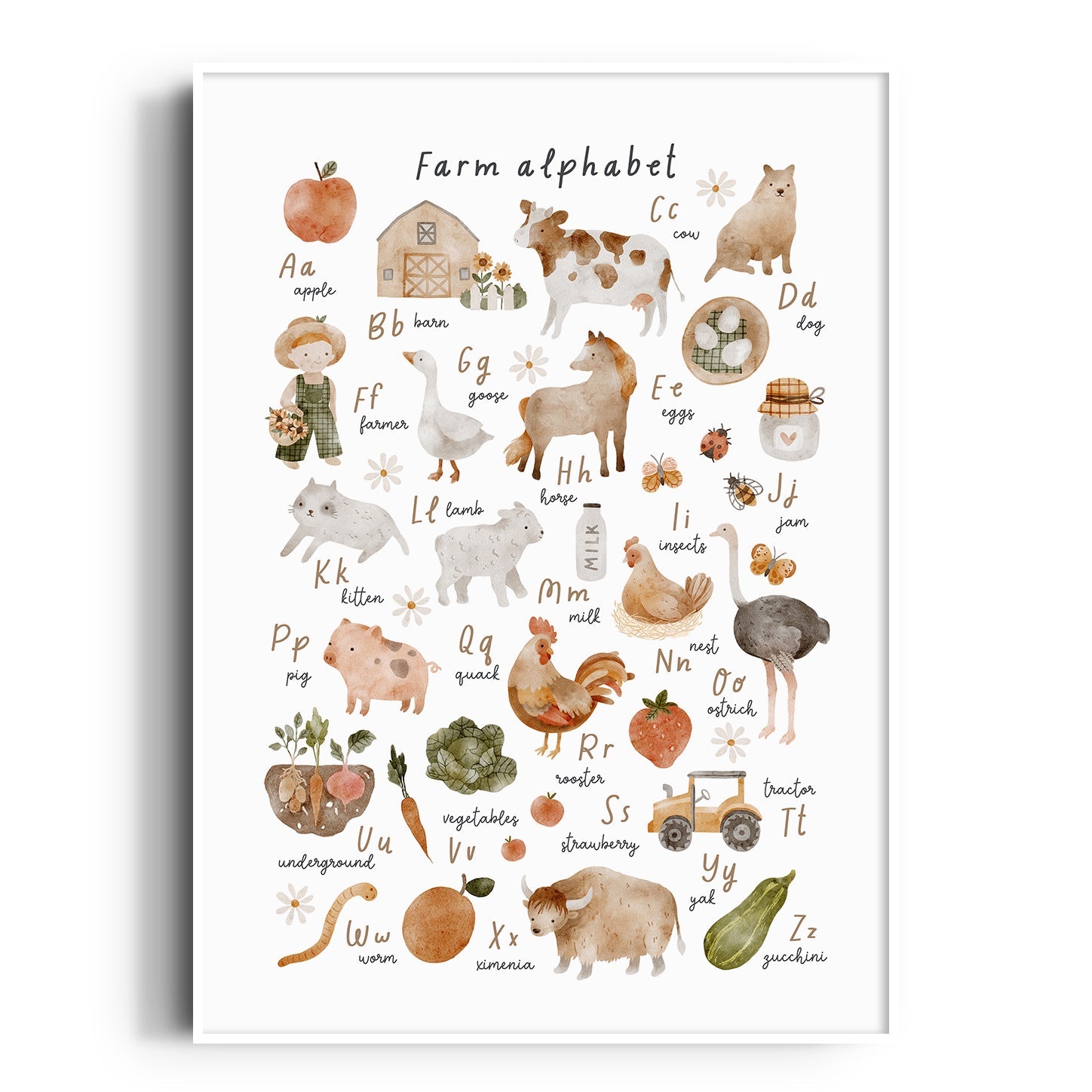 Farm Animals Print | Farm Alphabet Nursery Wall Art | The Kids Print ...