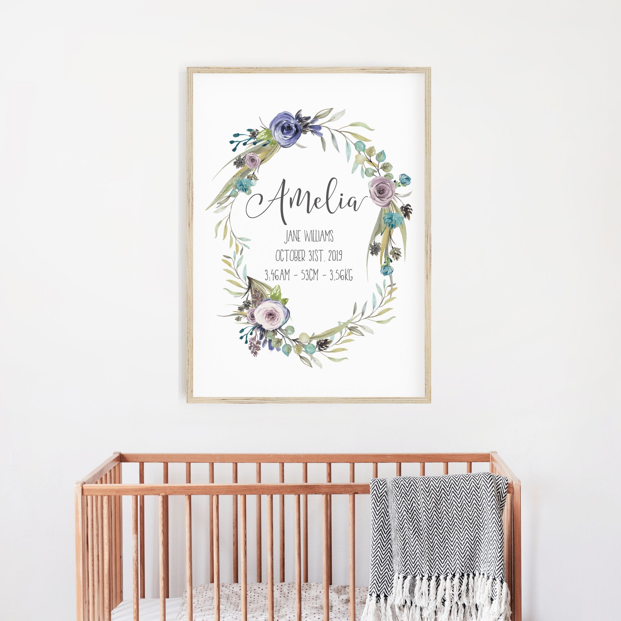 Baby Birth Details Print | Girls Nursery Wall Art | Personlaised – The ...