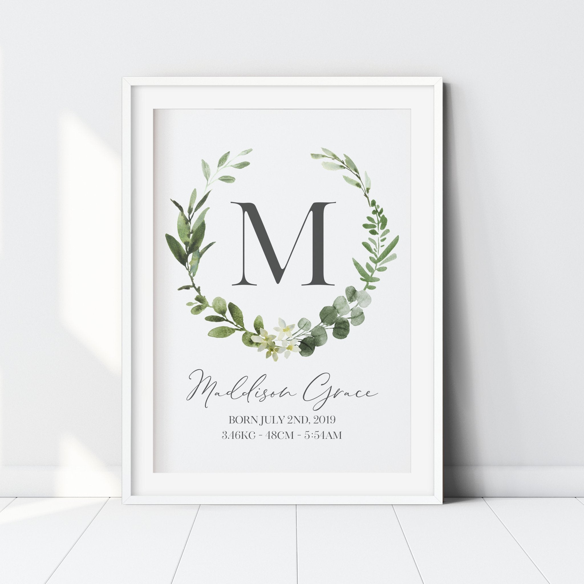 Birth Details Print | Neutral Nursery | Girls Wall Art – The Kids Print ...
