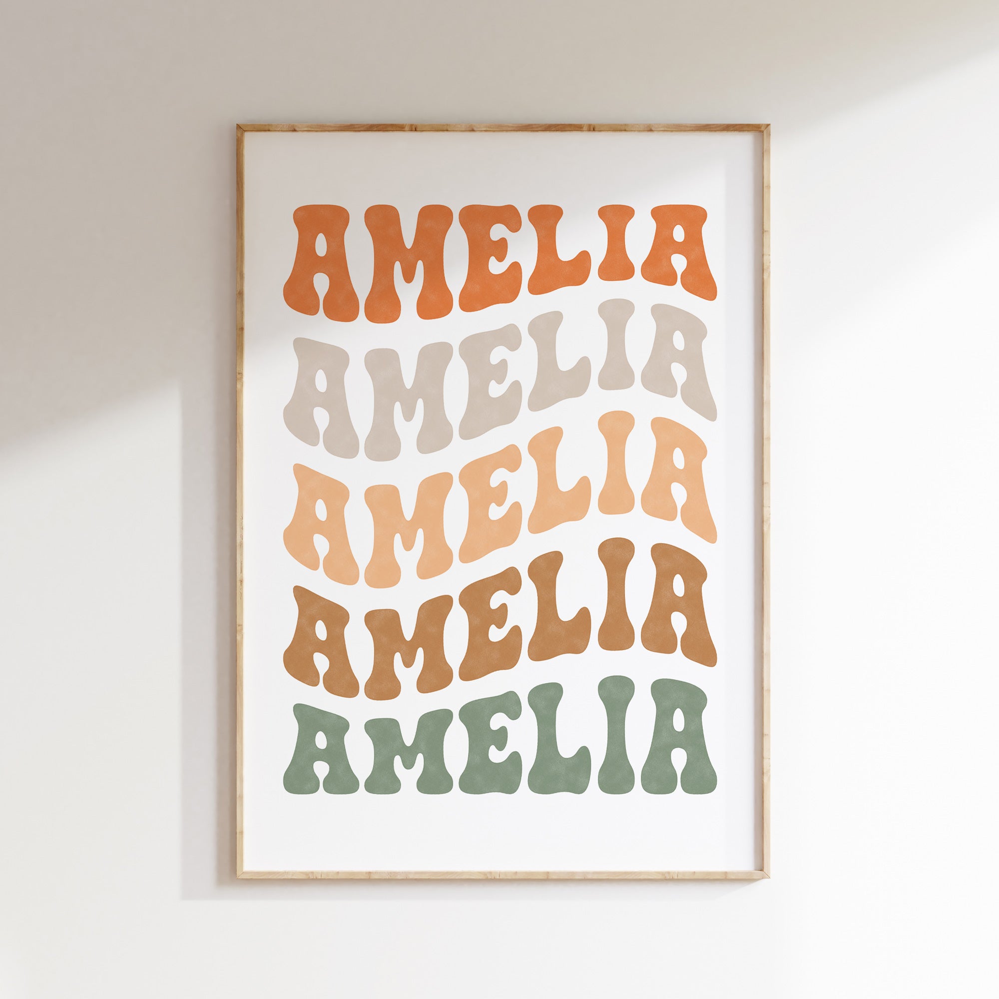 Girls Retro Wavy Name Print | Boho Nursery Wall Art | The Kids Print Store