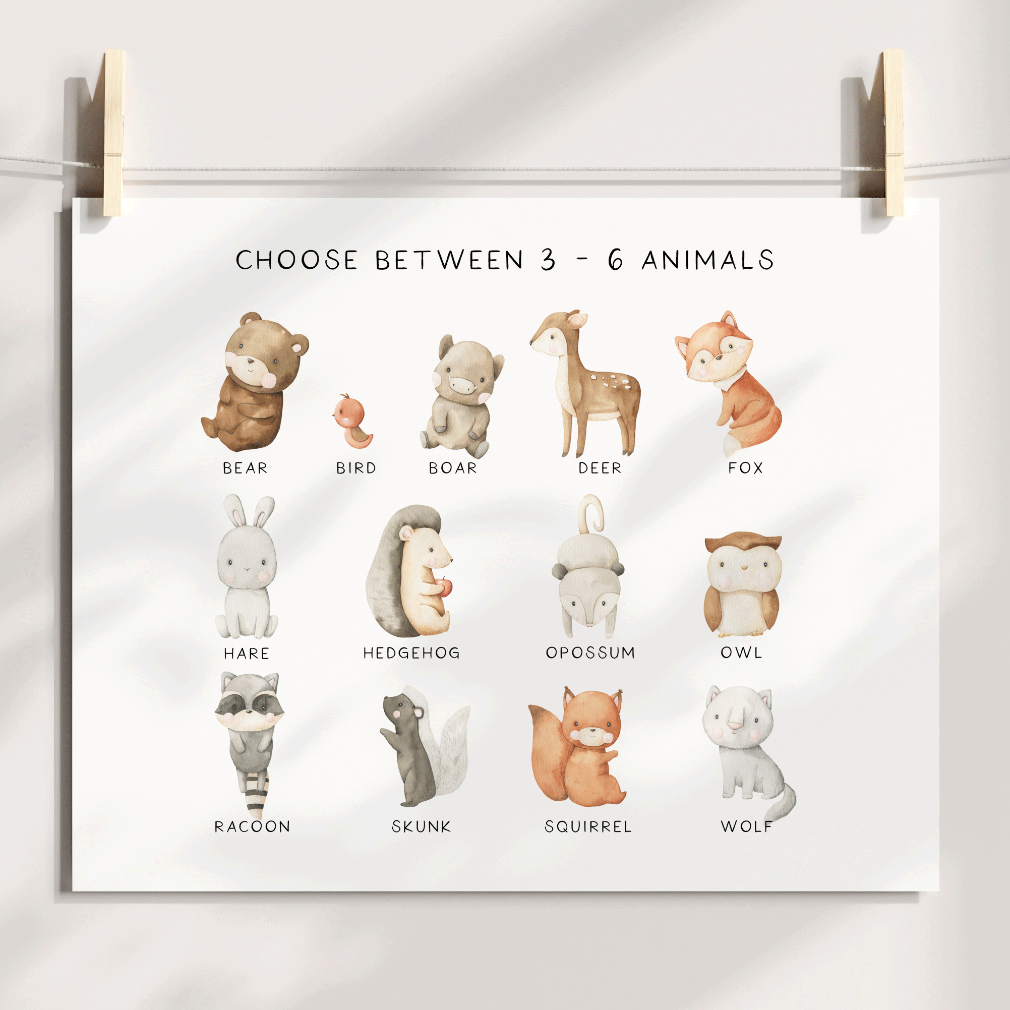 Woodland Animal Name Print | Boys Personalised Nursery Wall Art – The ...